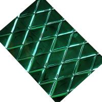 China 1mm Jade Green PVD Small Diamond Embossed Stainless Steel Sheet for Decorative Wall Panels for sale