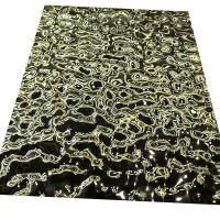 China Middle Size Embossed Stainless Steel Sheet Water Ripple 8K Titanium Gold Mirrored for sale