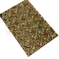 China Rice Grain Diamond Embossed Stainless Steel Sheet Anti Skid Plate With Titanium Gold Color for sale