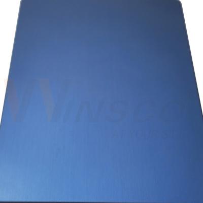 China Brushed Sapphire Blue Color Stainless Steel Matte Sheet 1250mmx2500mm SS 304 Satin Mill Edge Plate for sale