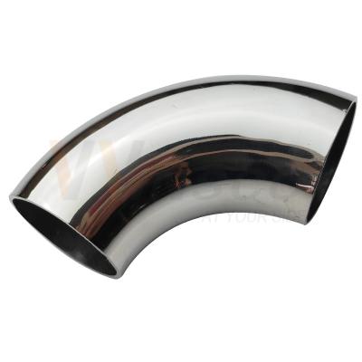 China AISI 201 304 316 Mirror Satin  Inox Pipe Connector 1 1/2'' 38.1mm OD  Stainless Steel Railing Elbow 98mm 120mm Arc for sale