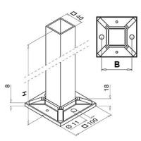 China 304 316 Stainless Steel Base Flange, Round Square Base Plate for Stair Balustrade Handrail Post Mounting for sale