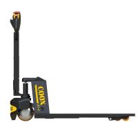 China Electric Pallet Track Forklift with 3 Transpalet Jack Trucks and Nylon PU Wheels for sale