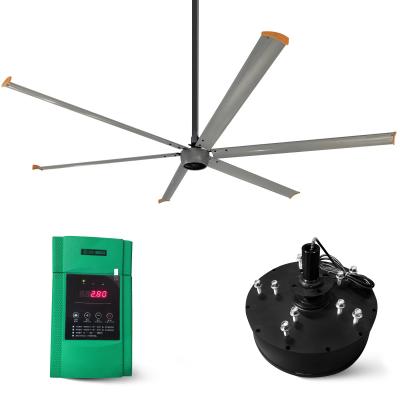China AC Voltage 220v 380v 1500w Brushless DC AC 3 Phase Motor German HVLS Fan 12ft 20ft 24ft for sale
