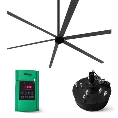 China 6 Blades Large BLDC HVLS Big Electric BLDC Ceiling Fan Motor with 500-1500W Power Output for sale