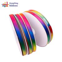 China Custom 1 Inch Satin Ribbon Printed Rainbow Polyester Ribbon for Packing Gift Wholesale for sale