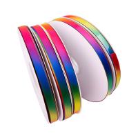 China Custom 1 Inch Satin Ribbon Printed Rainbow Polyester Ribbon for Packing Gift Wholesale for sale