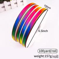China Custom 1 Inch Satin Ribbon Printed Rainbow Polyester Ribbon for Packing Gift Wholesale for sale