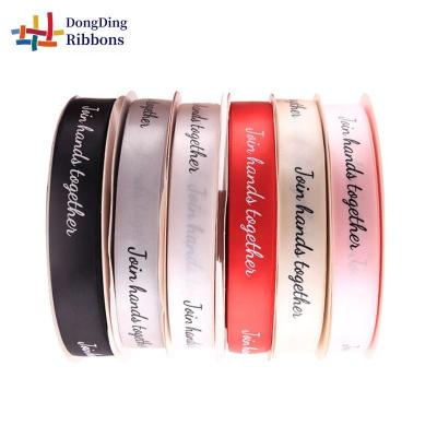 China Wholesale Custom 1 Inch Satin Ribbon Printed Black Logo Polyester Ribbon for Gift Packing Decoration for sale
