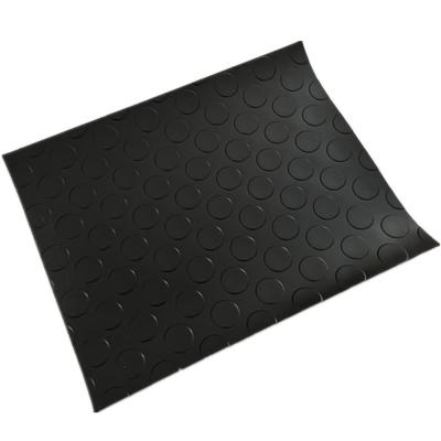 China Black round coin moisture proof anti slip and wear-resistant PVC floor mat for sale
