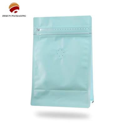 China Biodegradable 200g-1000g Quad Seal Coffee Bag with Valve and Zipper Gravure Printing for sale