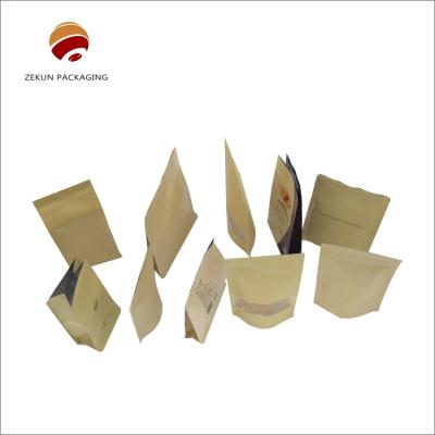China Kraft Stand Up Pouches 200g to 1000g Moisture Proof Food Packaging with Resealable Zipper for sale