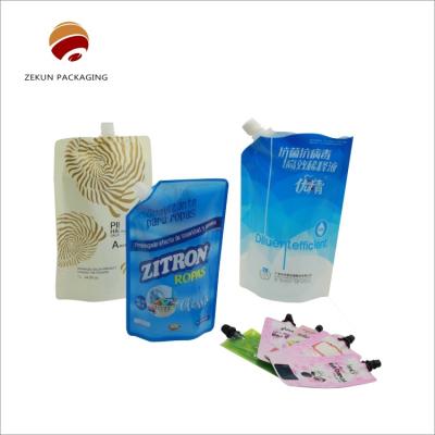 China Custom Stand Up Spout Pouch for Liquid Juice Disinfectant 100ml to 2000ml Reusable for sale