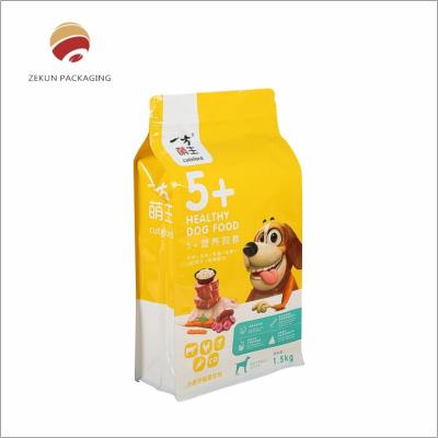 China Custom Flat Bottom Pet Food Pouches Moisture Proof Hot Seal with Zipper 10 Colors for sale