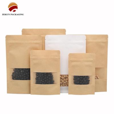 China Custom Printed Brown Kraft Paper Stand Up Ziplock Zipper Bag for sale