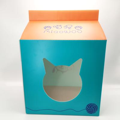 China OEM Cat House Corrugated Display Board 33x33x63cm Waterproof Anti-Bacteria for sale