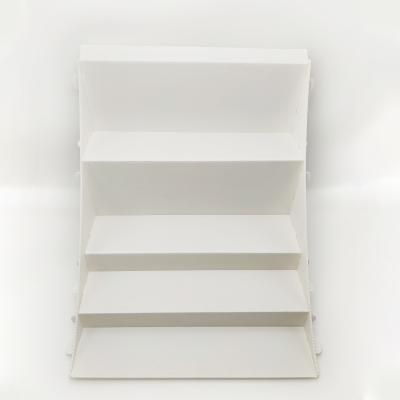 China Customized 1000g/m2 Corrugated Plastic Display Shelf 200x200mm Durable Archive Rack for sale