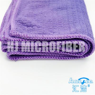 China Purple piped weft knitted check 80% polyester and 20% polyamide kitchen cleaning towel for sale