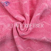China Watermelon Red Color Microfiber Jacquard Fabric For Cleaning Cloth Using for sale