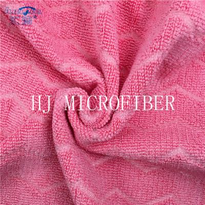 China Watermelon Red Color Microfiber Jacquard Fabric For Cleaning Cloth Using for sale