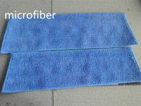 China Microfiber Blue 13*41/47cm Weft 480gsm Twisted Trapezoid Absorbent Wet Mop Pads for sale