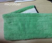 China Microfiber Dust Mop 13*51cm Fold Green Coral Fleece Backing White  Wet Mop Pads for sale