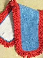 China 450gsm Blue Twisted Red Tassels Microfiber Wet Mop Pads Environment Friendly for sale