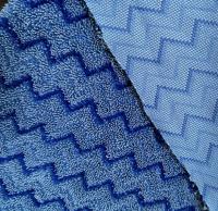 China Microfiber Blue Zigzag W Shape Warp 80/20 Mop Twisted Fabric 150cm Width 550gsm for sale