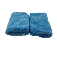 China Purl Stitching 80% Polyester Microfiber Cleaning Cloth Blue Coral Fleece 25x30 for sale