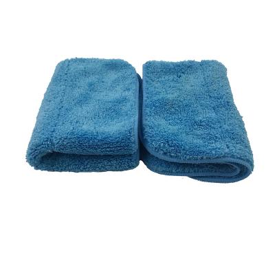 China Purl Stitching 80% Polyester Microfiber Cleaning Cloth Blue Coral Fleece 25x30 for sale