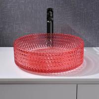 China Crystal Glass Red Hand Wash Basin Bathroom Vessel Sinks for sale