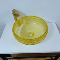 China 17.7 Inch Yellow Bathroom Sink Bowl Style 180mm 12mm Round Crystal for sale