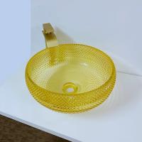 China 17.7 Inch Yellow Bathroom Sink Bowl Style 180mm 12mm Round Crystal for sale