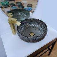 China 180mm Italian Design Silver Bathroom Sink Bowl Round Blue Table Top Counter Wash Basin for sale