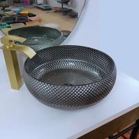 China 180mm Italian Design Silver Bathroom Sink Bowl Round Blue Table Top Counter Wash Basin for sale