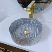 China Latest Style Table Top Wash Basins Silver Color , Round Sink Bowl Bathroom 360*360*112mm for sale