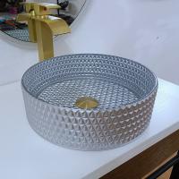 China Latest Style Table Top Wash Basins Silver Color , Round Sink Bowl Bathroom 360*360*112mm for sale