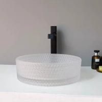 China Acid Matt Glass Vessel Basins Bathroom Vanity 12mm High End Crystal Diamond for sale