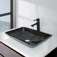 China Dark Green Glass Bathroom Non Porous Dynamic Vessel Sink Tempered Glass for sale
