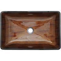 China 22 Inch Dark Brown Bathroom Sink 12mm Tempered Glass Rectangular With A Sleek Vessel Faucet for sale