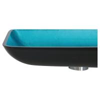 China Tempered Glass Blue Rectangle Vessel Sink 560 * 360 * 110mm With Faucet for sale
