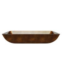 China Easy Clean Tempered Glass Vessel Sink Russet Brown Table Top Wash Basin Standard Size for sale