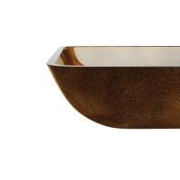 China Easy Clean Tempered Glass Vessel Sink Russet Brown Table Top Wash Basin Standard Size for sale