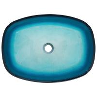 China Sky Blue Handmade Rectangular Vessel Sinks Tempered Glass 12mm for sale