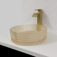 China Champagne Glass Vanity Sink Bowl Cylinder Bathroom Crystal Diamond Art for sale