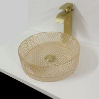 China Champagne Glass Vanity Sink Bowl Cylinder Bathroom Crystal Diamond Art for sale