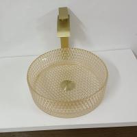 China Champagne Glass Vanity Sink Bowl Cylinder Bathroom Crystal Diamond Art for sale