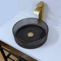 China Modern Glass Vessel Basins Transparent Clear Bathroom Sink Clear Diamond Crystal for sale