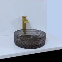 China Modern Glass Vessel Basins Transparent Clear Bathroom Sink Clear Diamond Crystal for sale