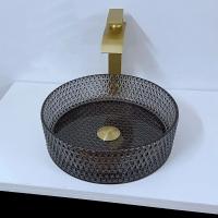 China Modern Glass Vessel Basins Transparent Clear Bathroom Sink Clear Diamond Crystal for sale